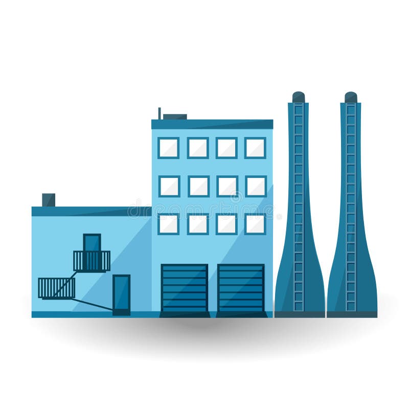 BLUE Factory , Flat Illustration Industry Plant, Stock Illustration ...