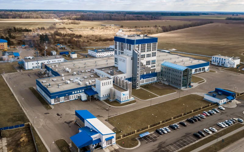 Blue Factory Top View. Factory Aerial Survey Stock Image - Image of ...