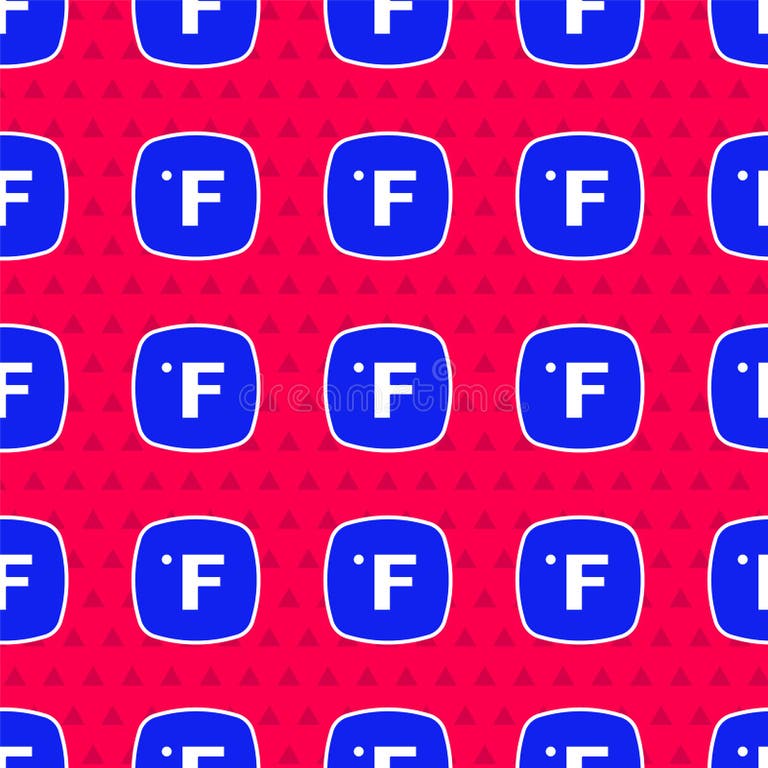 Blue Fahrenheit Icon Isolated Seamless Pattern on Red Background ...
