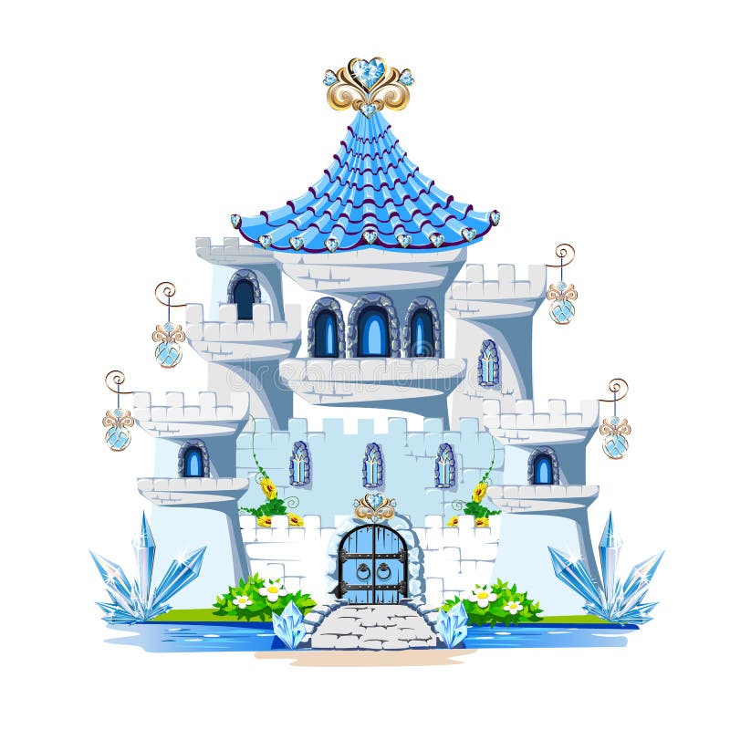 Blue Castle with Princess and Bunny on the Carriage Illustration Stock ...