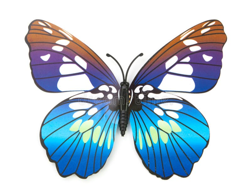 Blue Fake Butterfly Isolated Stock Image - Image of pile, garden: 77752397
