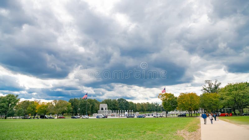 Blue Fall Clouds Over the World War 2 Memorial in Washington, DC ...