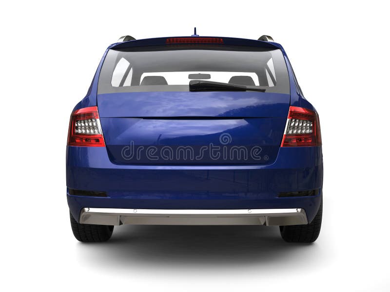 Blue Family Car - Back View Stock Photo - Image of blue, caravan: 80166282