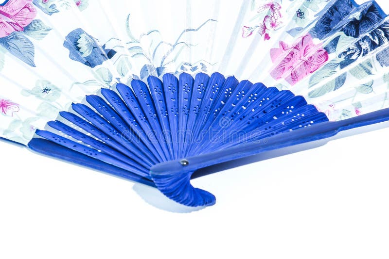Blue fan stock photo. Image of folding, isolated, decorative - 45092340