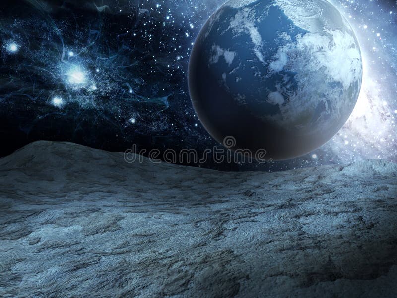 Blue fantasy planet stock illustration. Illustration of space - 42182070