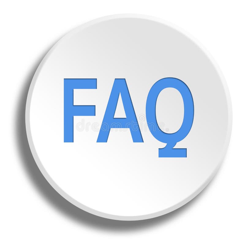 Blue FAQ in Round White Button with Shadow Stock Illustration ...