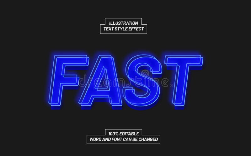 Blue Fast Light Text Style Effect Mockup Stock Vector - Illustration of ...