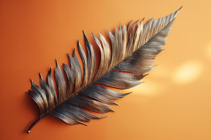 Blue Feather Casting Shadow on Orange. Stock Illustration ...