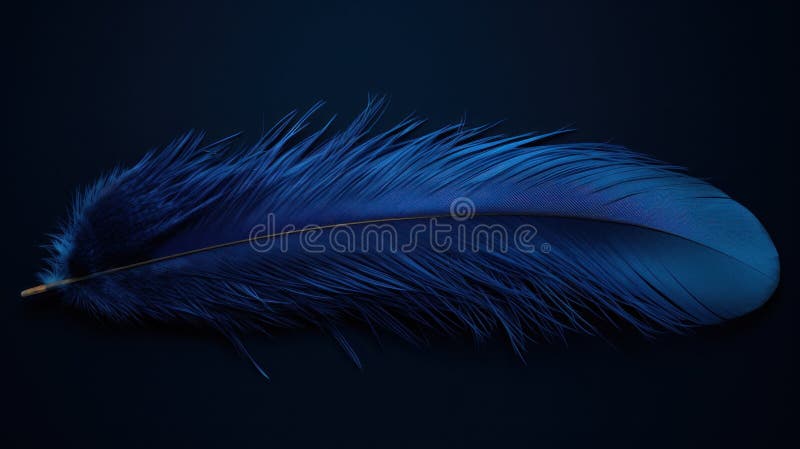 A Blue Feather Laying on a Black Background with No Other Objects, AI ...