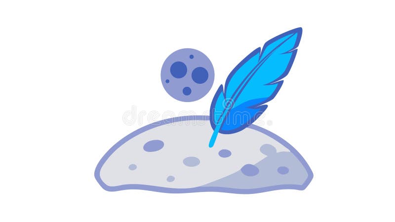 Blue Feather on Rocky Surface. Ancient Wisdom Symbol. Vector Design ...