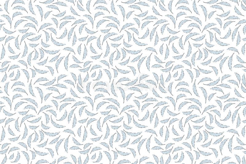 Blue Feathers Pattern. Seamless Vector. Calm Soft and Light Textile ...