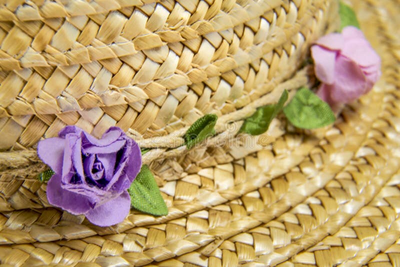 Blue Felt Flower and Leaves. Stock Image - Image of straw, accessory ...