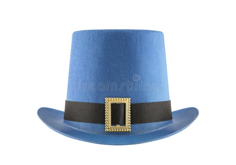 Blue Felt Top Hat with Gold Buckle Isolated on White Stock Image ...