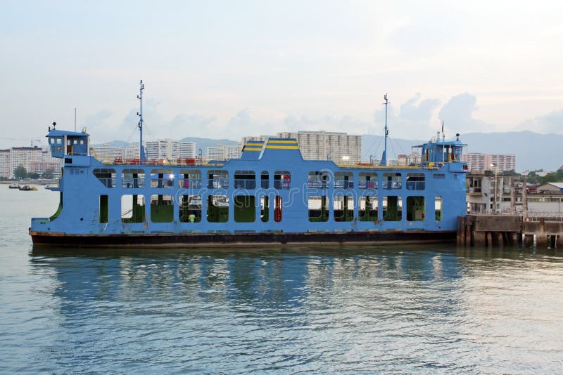 Blue ferry boat at the sea stock photo. Image of penang - 54300088