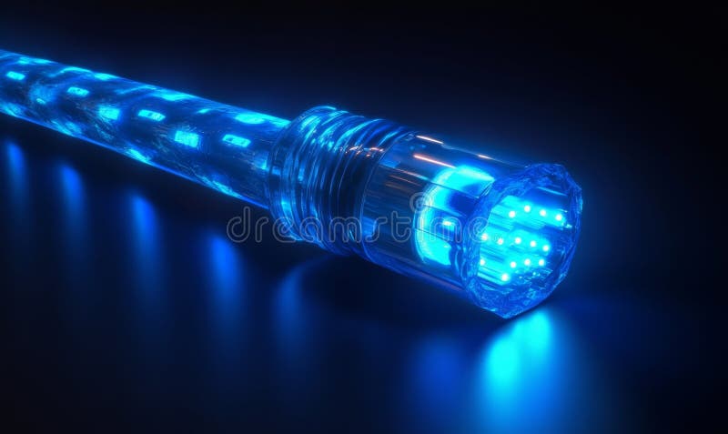 Blue Fiber Optic Cable with Glowing End Light, Fiber Optic, Cable, Blue ...