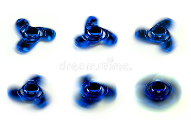 Blue Fidget Spinner Stress Relieving Toy on White Background Stock ...