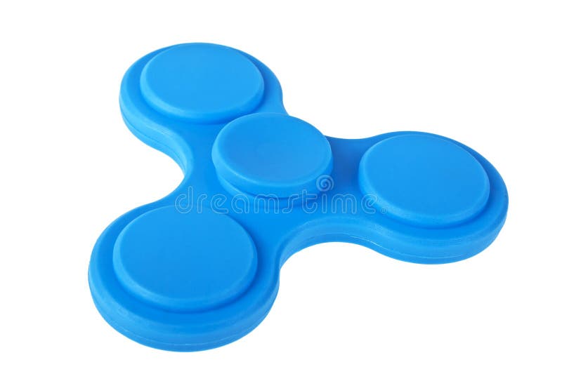 Blue Fidget Spinner Stress Relieving Toy on White Background Stock ...