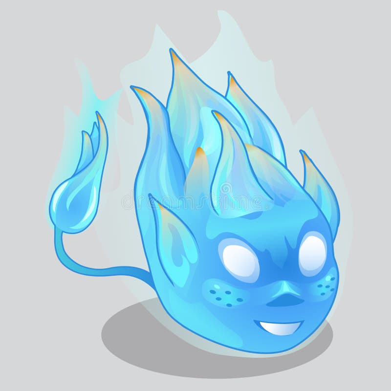 Blue Fiery Demon in Cartoon Style. Vector Stock Vector - Illustration ...