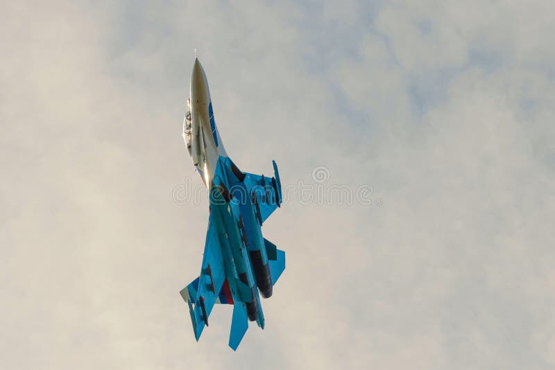 The Blue Fighter in the Sky Stock Photo - Image of airshow, russian ...