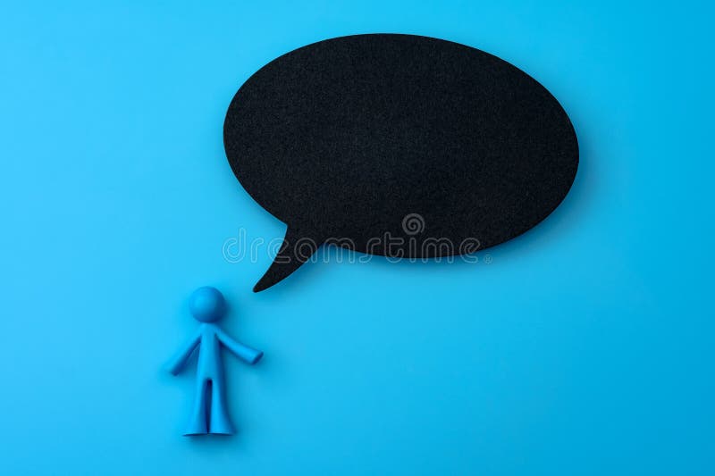 Blue Figure with Black Speech Bubble Concept for Minimalist ...