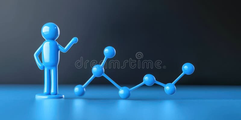 Blue Figure Presenting Growth Chart in Modern Setting Stock ...