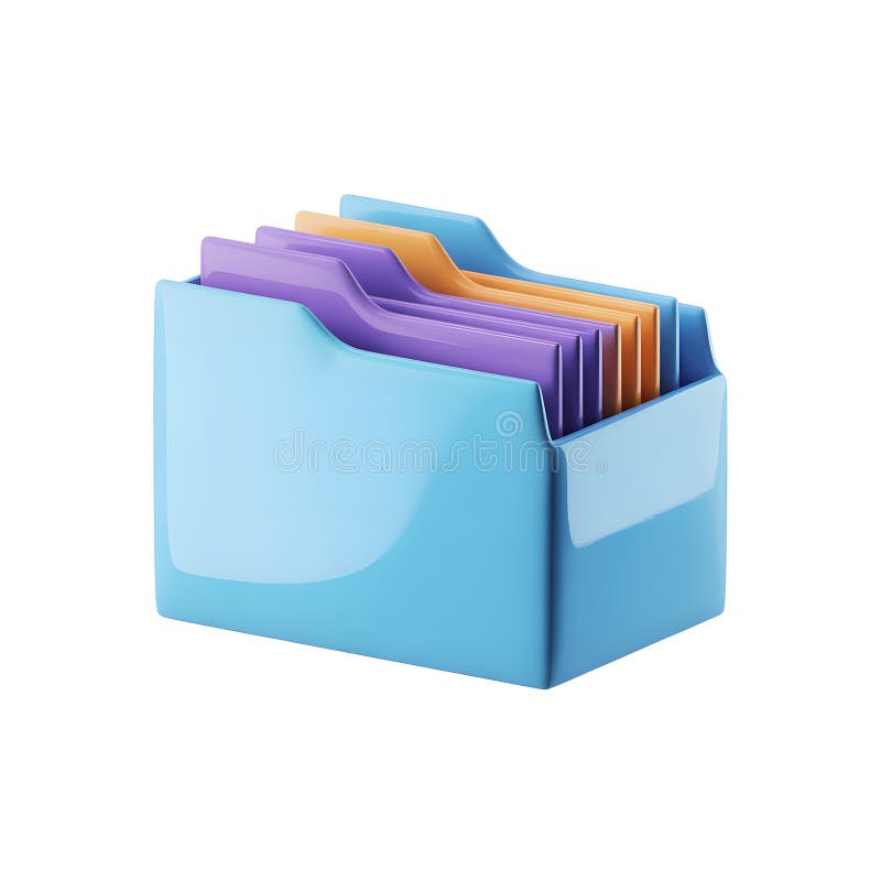 Blue File Box with Colorful Folders Stock Illustration - Illustration ...