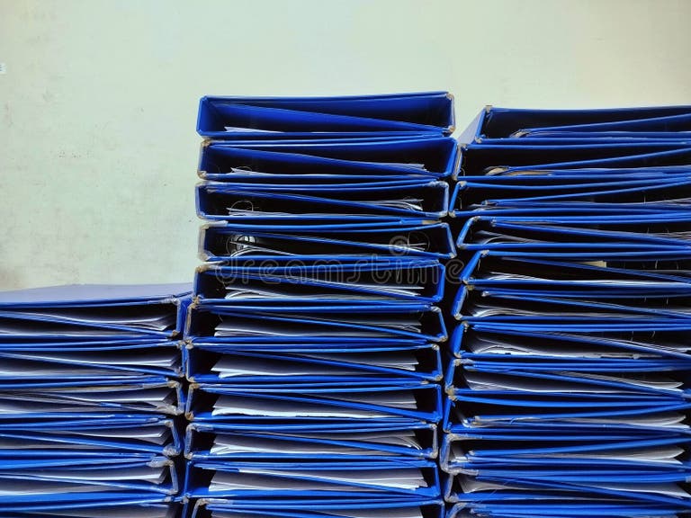 Blue File Folder with Documents and Documents. Retention Stock Photo ...