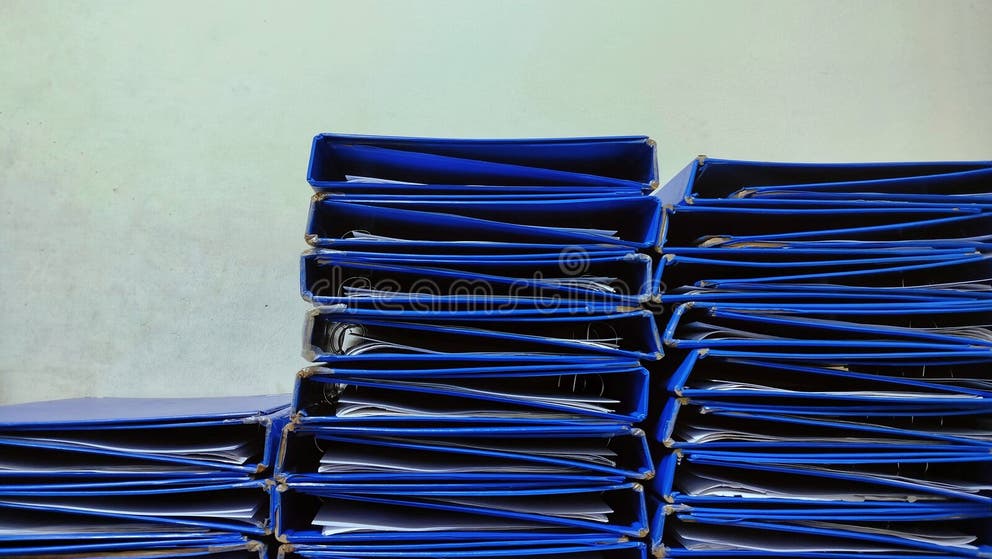 Blue File Folder with Documents and Documents. Retention Stock Image ...