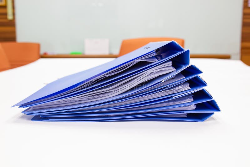 Blue File Folder with Documents Stock Image - Image of archives ...