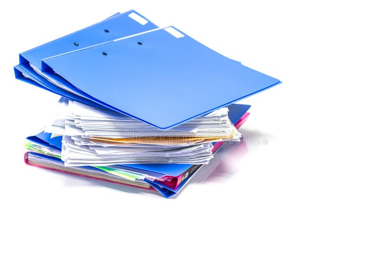 Blue File Folder with Documents on the White Table Stock Image - Image ...