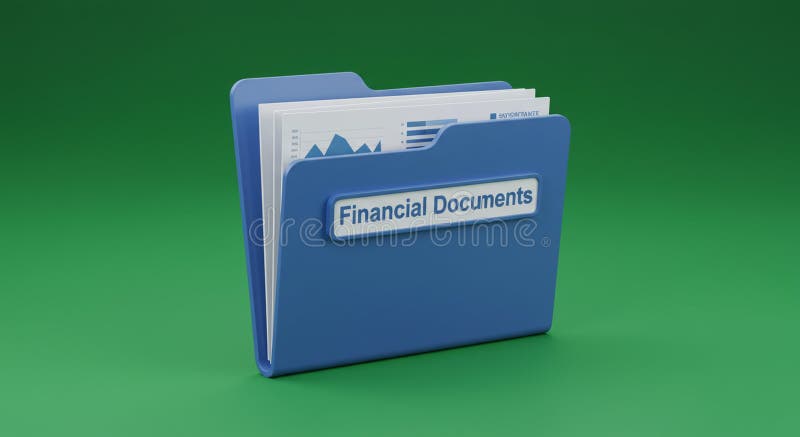 A Blue File Folder Labeled "Financial Documents" Contains Several White ...