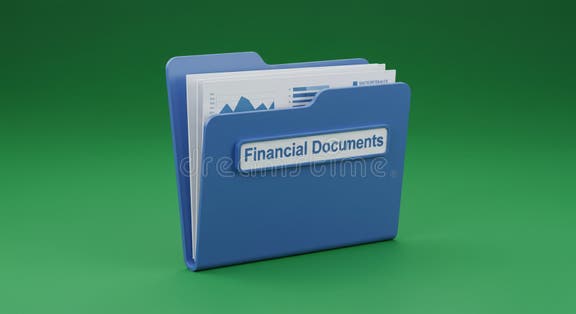A Blue File Folder Labeled "Financial Documents" Contains Several White ...