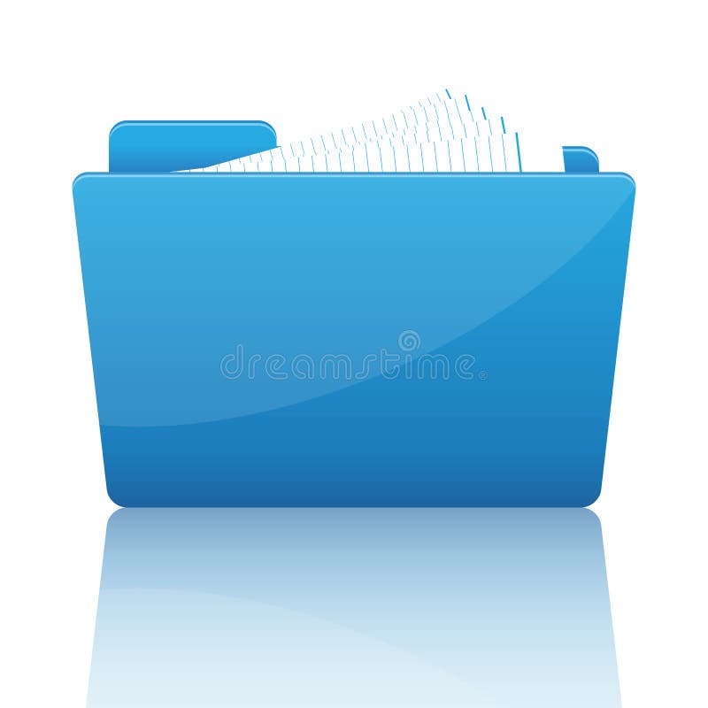 Blue File Folder with Paper Stock Illustration - Illustration of style ...
