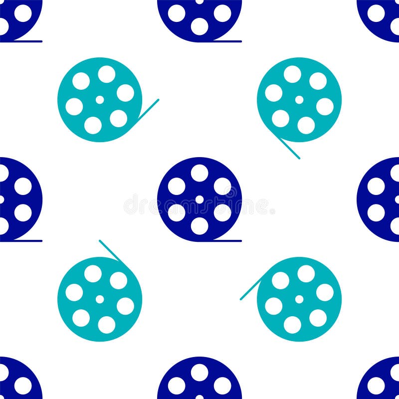 Blue Film Reel Icon Isolated Seamless Pattern on White Background ...