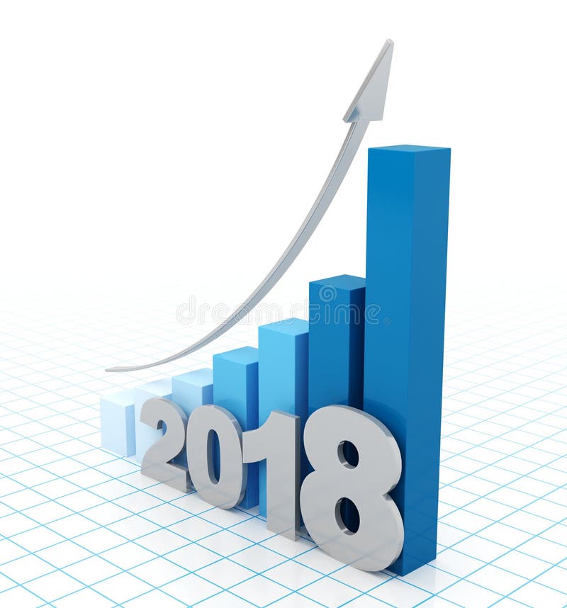2018 Blue Financial Bar Graph Going Up Stock Illustration ...