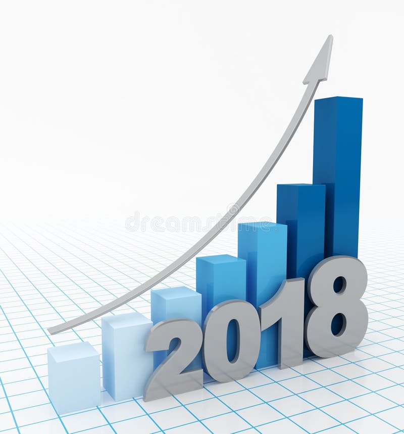 2018 Blue Financial Bar Graph Going Up Stock Illustration ...