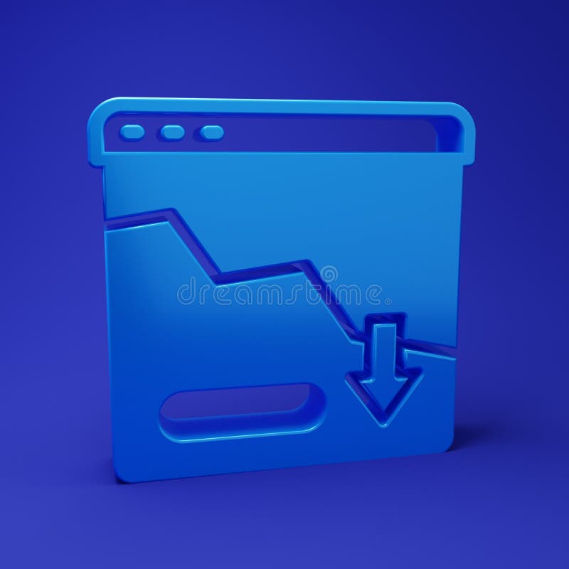 Blue Financial Growth Decrease Icon Isolated on Blue Background. Increasing Revenue. Minimalism ...