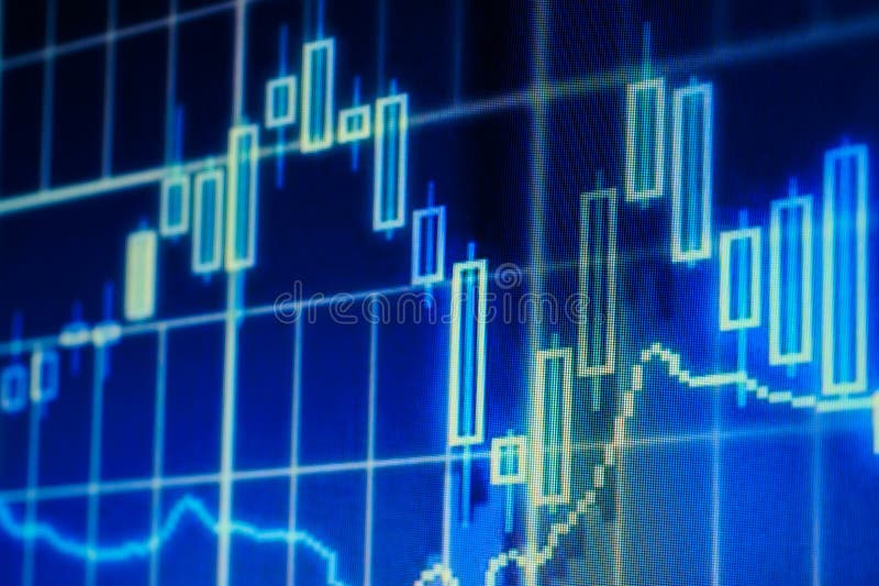 Blue Financial Stock Market Chart with Candlestick Patterns and Price ...