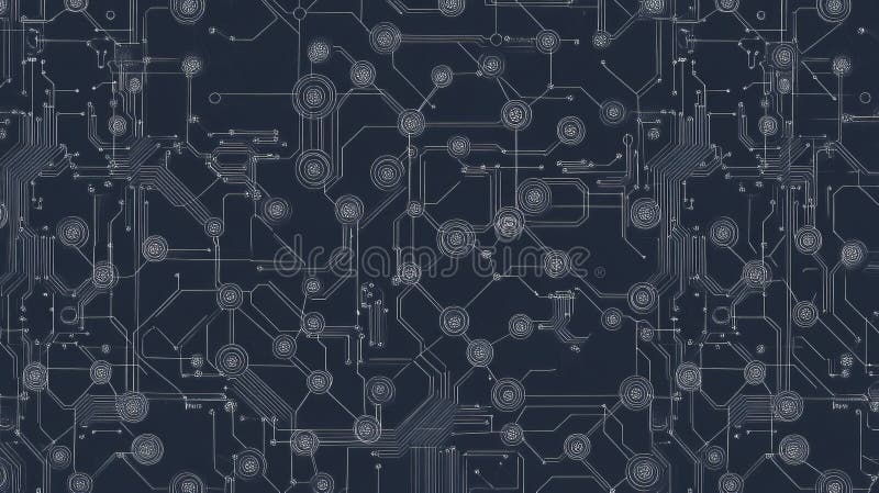 Blue Fine Circuit Trace Lines on a Dark Technological Background ...