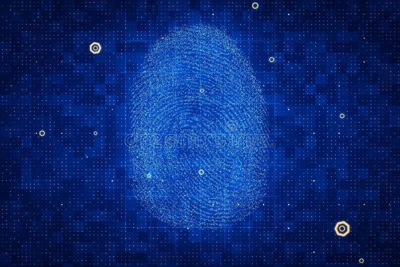 Blue fingerprint stock vector. Illustration of coding - 21211398