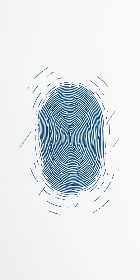 A Blue Fingerprint is Drawn on a White Background Stock Illustration ...