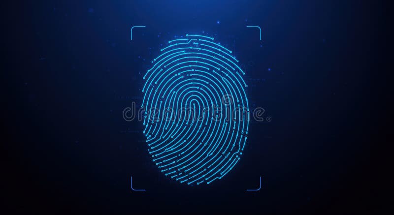 A Blue Fingerprint Glows, Representing Advanced Biometric Scanning for ...