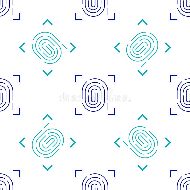 Blue Fingerprint Icon Isolated Seamless Pattern on White Background. ID ...