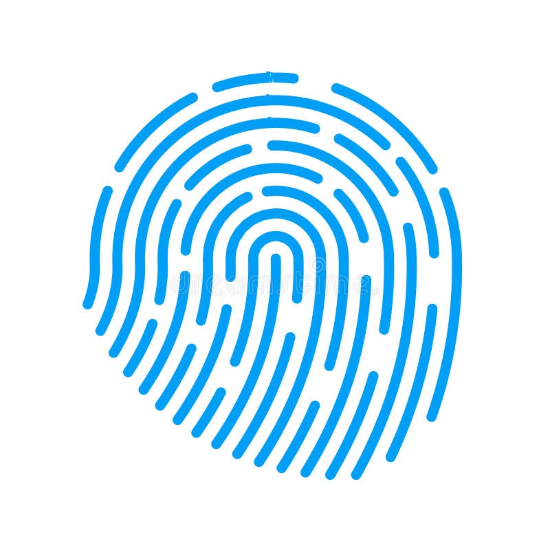 Blue Fingerprint Identification Symbol Stock Vector - Illustration of ...