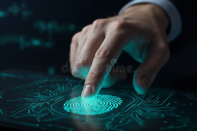 Blue Fingerprint Scanner Biometric Authentication Access Security ...
