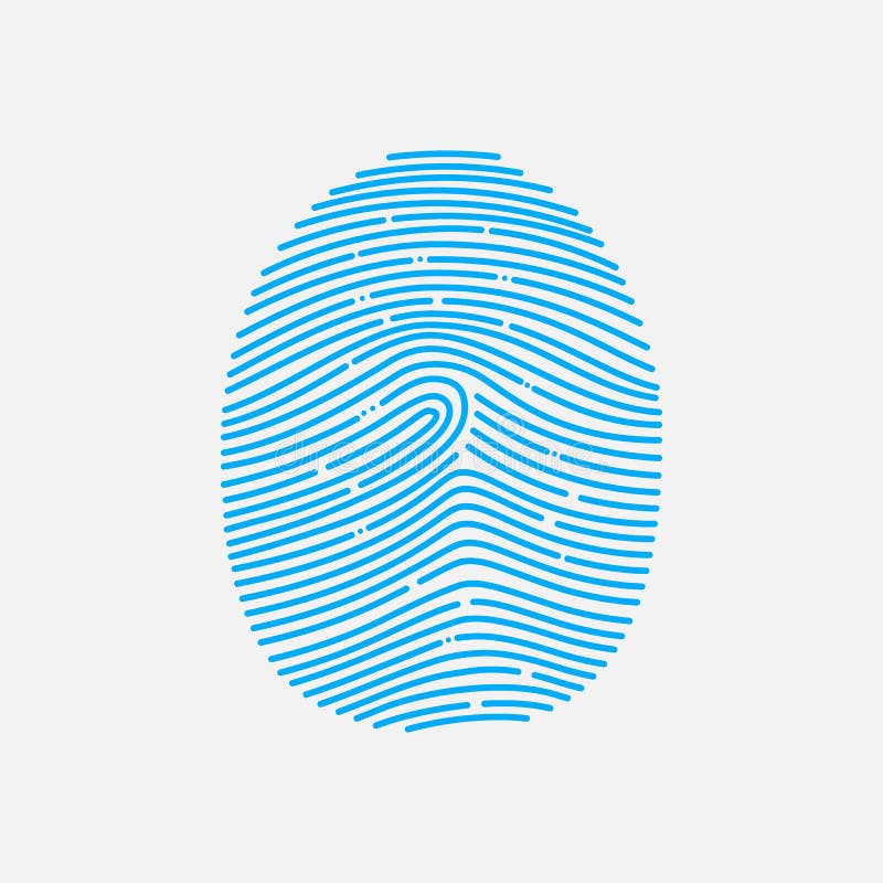 Blue Fingerprint Identification Symbol Isolated On White Stock ...