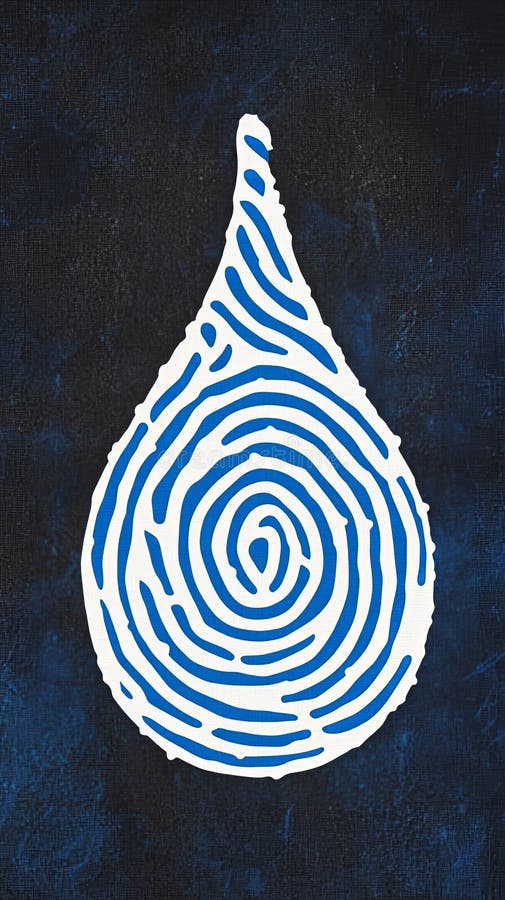 A Blue Fingerprint in the Shape of a Teardrop on a Dark Blue Background ...
