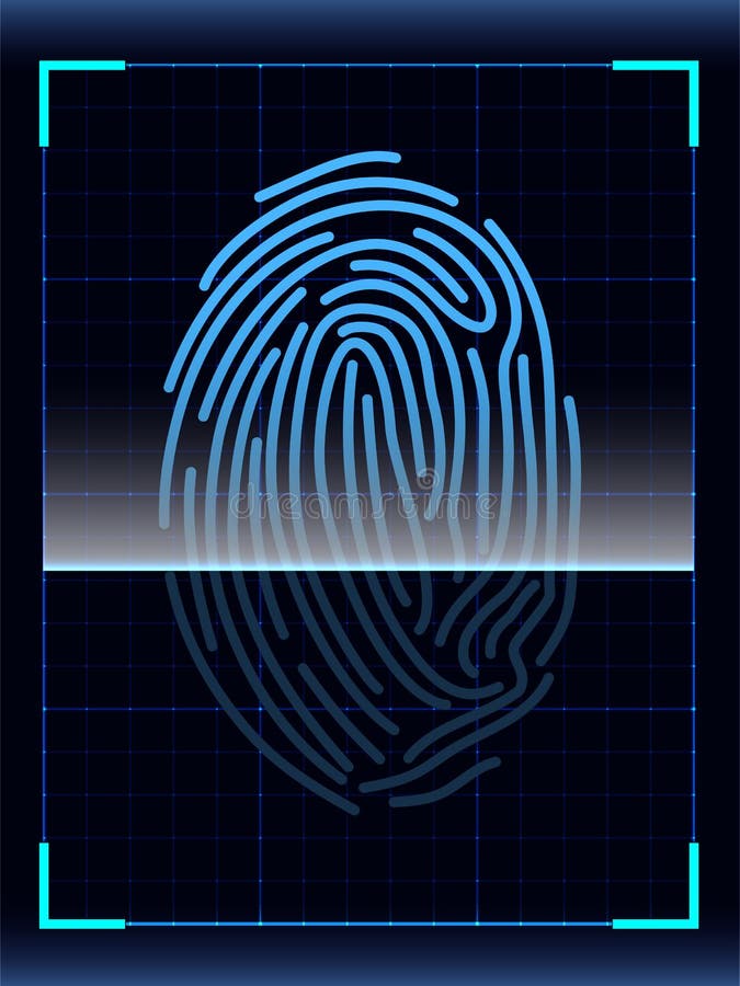 Blue Fingerprint on Technology Background. Vector Design Element. Stock ...