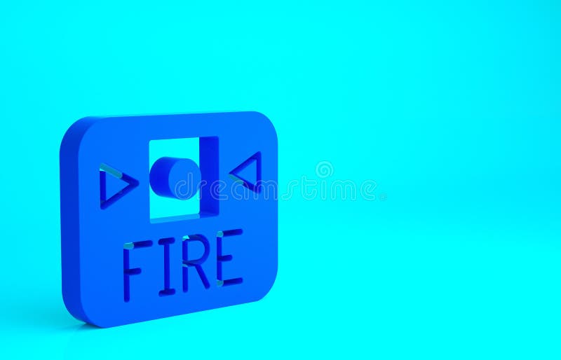 Blue Fire Alarm System Icon Isolated on Blue Background. Pull Danger ...