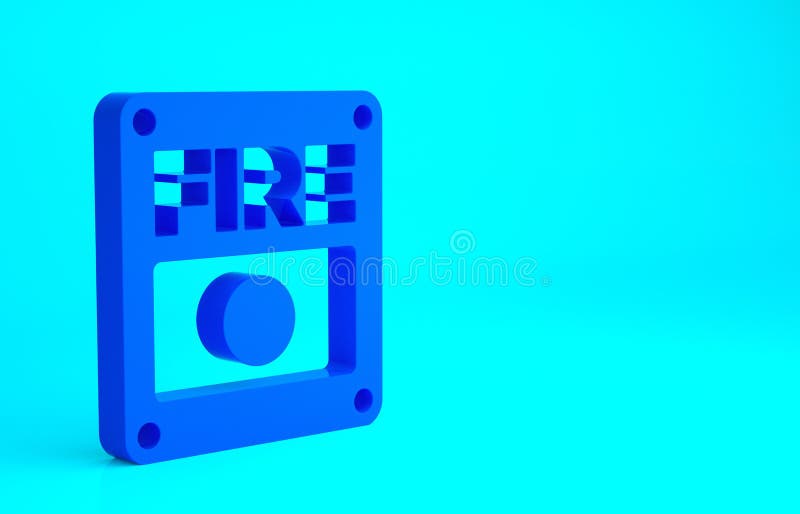 Blue Fire Alarm System Icon Isolated on Blue Background. Pull Danger ...